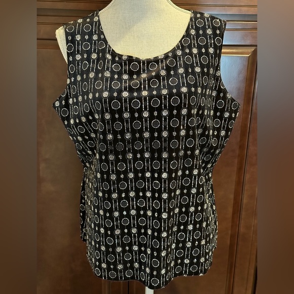 Notations | Tops | Notations Black Velvet Tank Top With Silver Sparkles ...